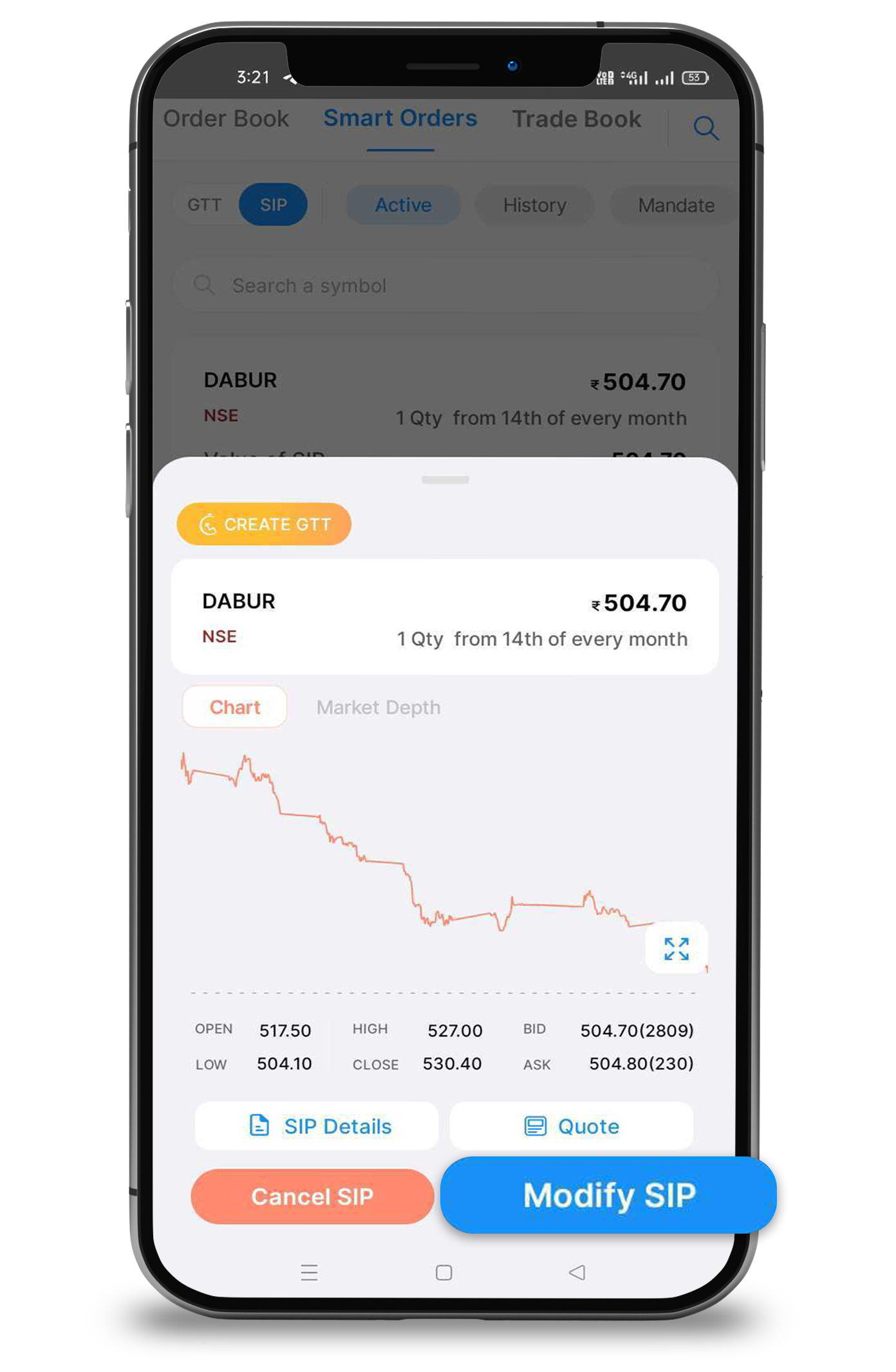 How to modify stock SIP on Samco App