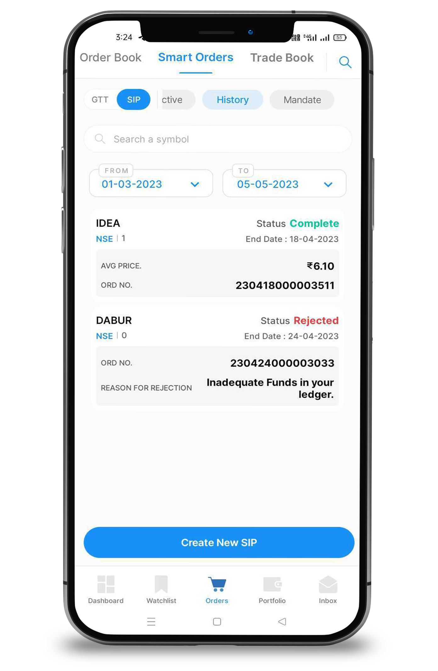 How to track stock SIP history on Samco App