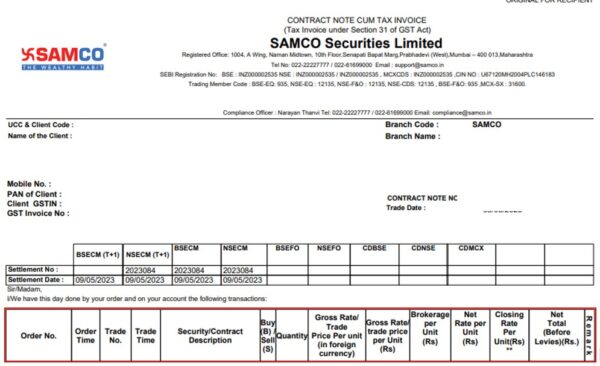 What is Contract Note and how to read it?