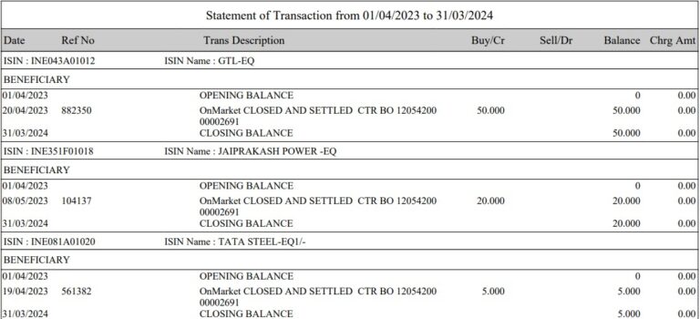 What is DP Bill/Transaction Statement and how to read it?